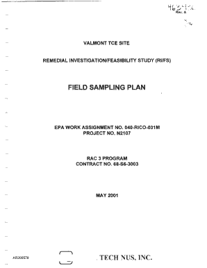 Fillable Online REMEDIAL INVESTIGATION/FEASIBILITY STUDY (RI/FS) FIELD ...