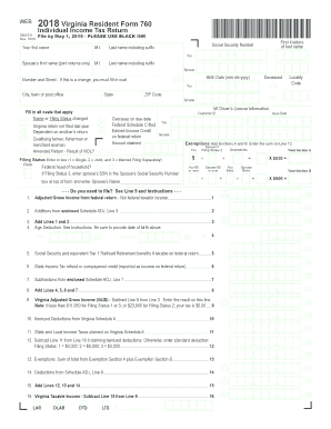 Fillable Online 2018 Virginia Resident Form 760 Individual Income Tax ...