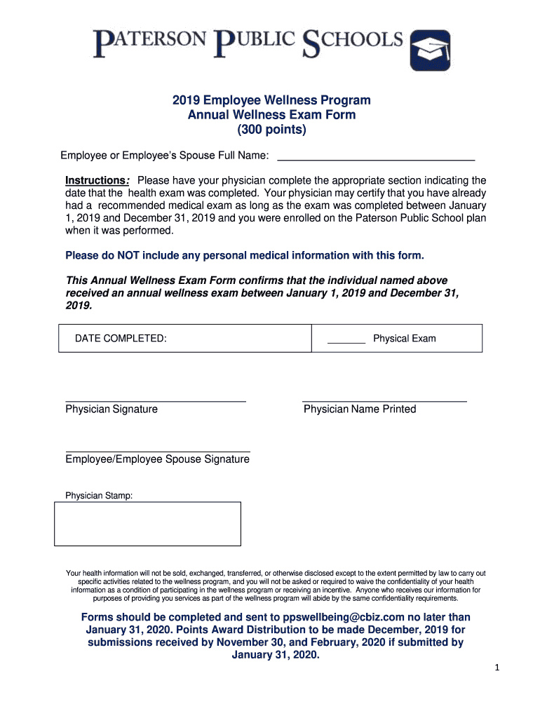Fillable Online Annual Wellness Exam Form Fax Email Print - pdfFiller