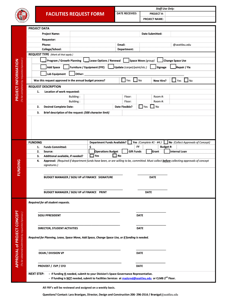 Fillable Online FY11 SPACE AND FACILITIES REQUEST FORM Fax Email Print ...