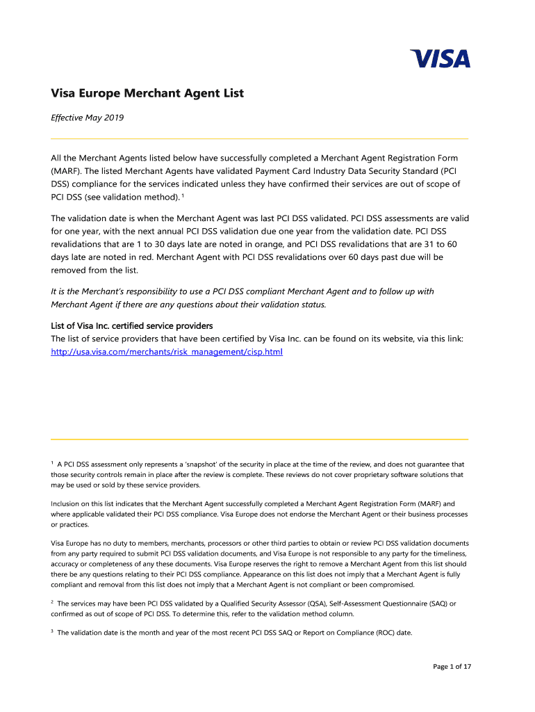 Fillable Online All the Merchant Agents listed below have successfully ...