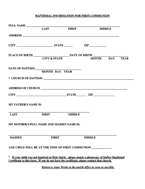 Fillable Online Baptismal Request Form - St. JohnSt. Paul Catholic ...