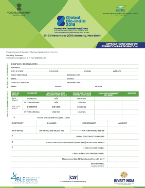 Fillable Online APPLICATION FORM FOR EXHIBITION PARTICIPATION Fax Email ...