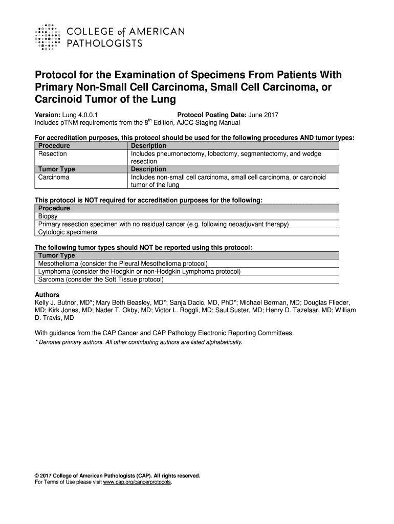 Cap Protocol Lung - Fill Online, Printable, Fillable, Blank | pdfFiller