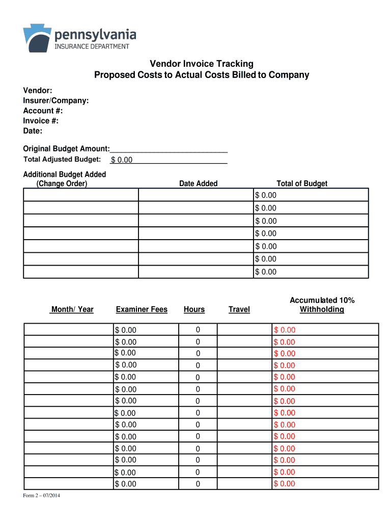 Fillable Online Vendor Invoice Tracking Form Fax Email Print - pdfFiller