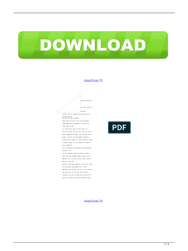 Alcpt Form 70 Pdf - Fill Online, Printable, Fillable, Blank | pdfFiller