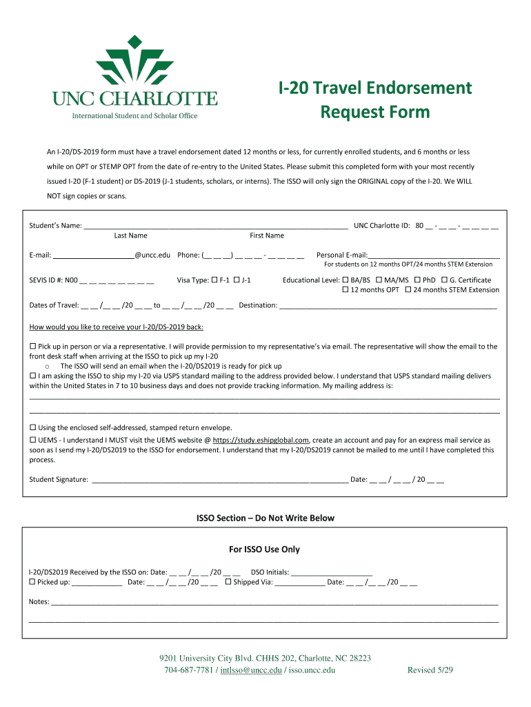 Travel Endorsement I20 - Fill Online, Printable, Fillable, Blank ...