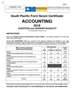 Fillable Online South Pacific Form Seven Certificate History - Exam ...