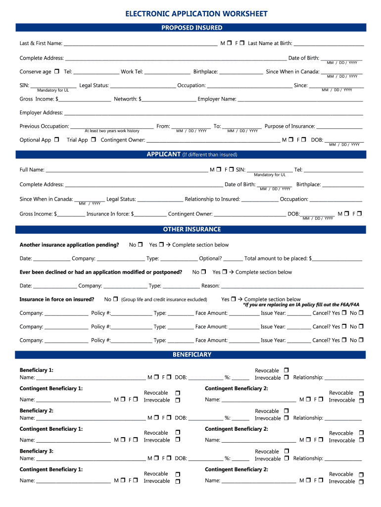 Fillable Online Financial Information Worksheet - Integrated Financial ...