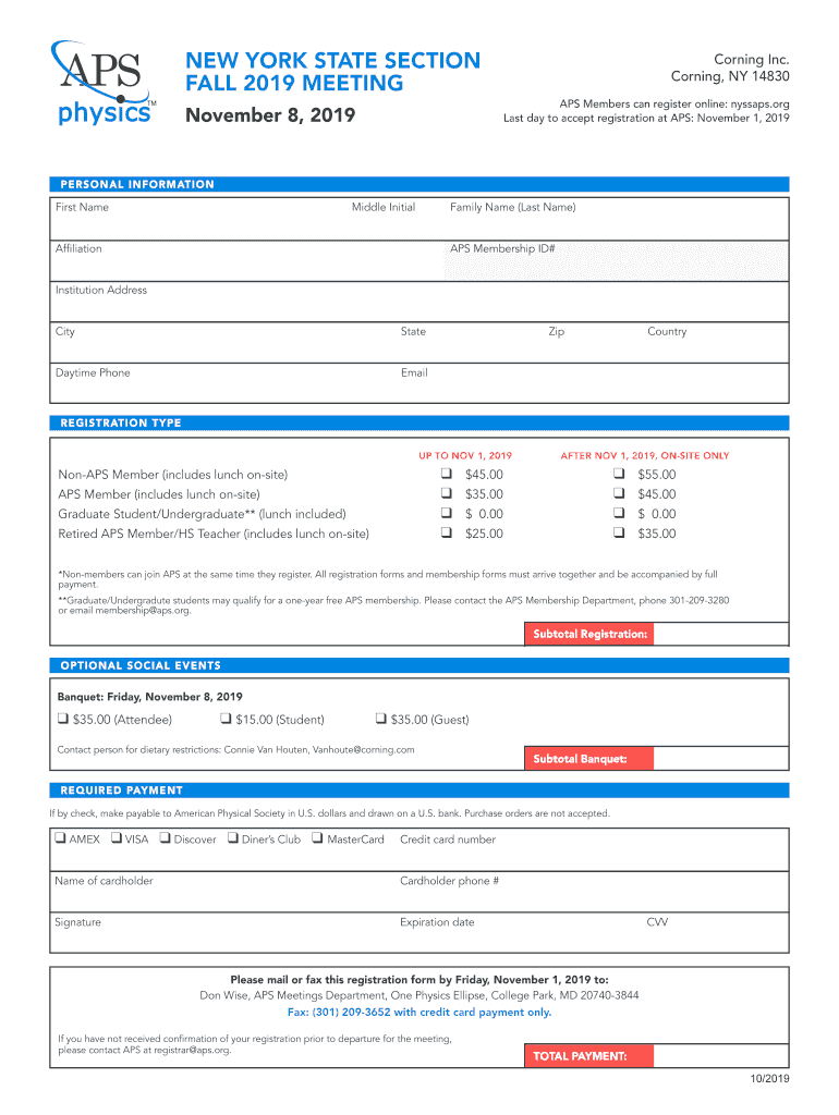 Fillable Online APS Members can register online: nyssaps Fax Email ...