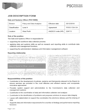 Fillable Online JOB DESC IPTION FORM Fax Email Print - pdfFiller