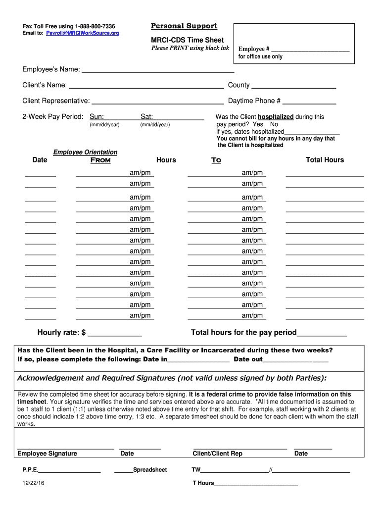 Fillable Online 6 Printable free 2 week timesheet template Forms ...