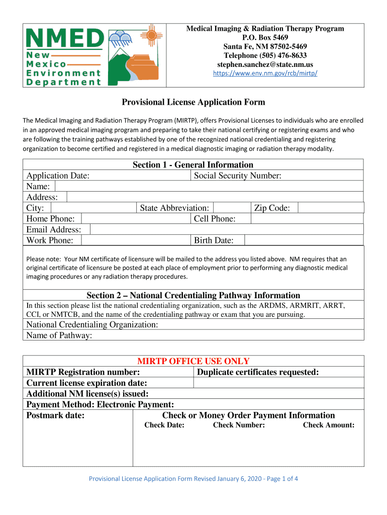 Fillable Online Provisional License Application Form Fax Email Print ...