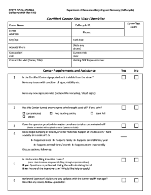 Fillable Online www2 calrecycle ca Certified Center Site Checklist ...