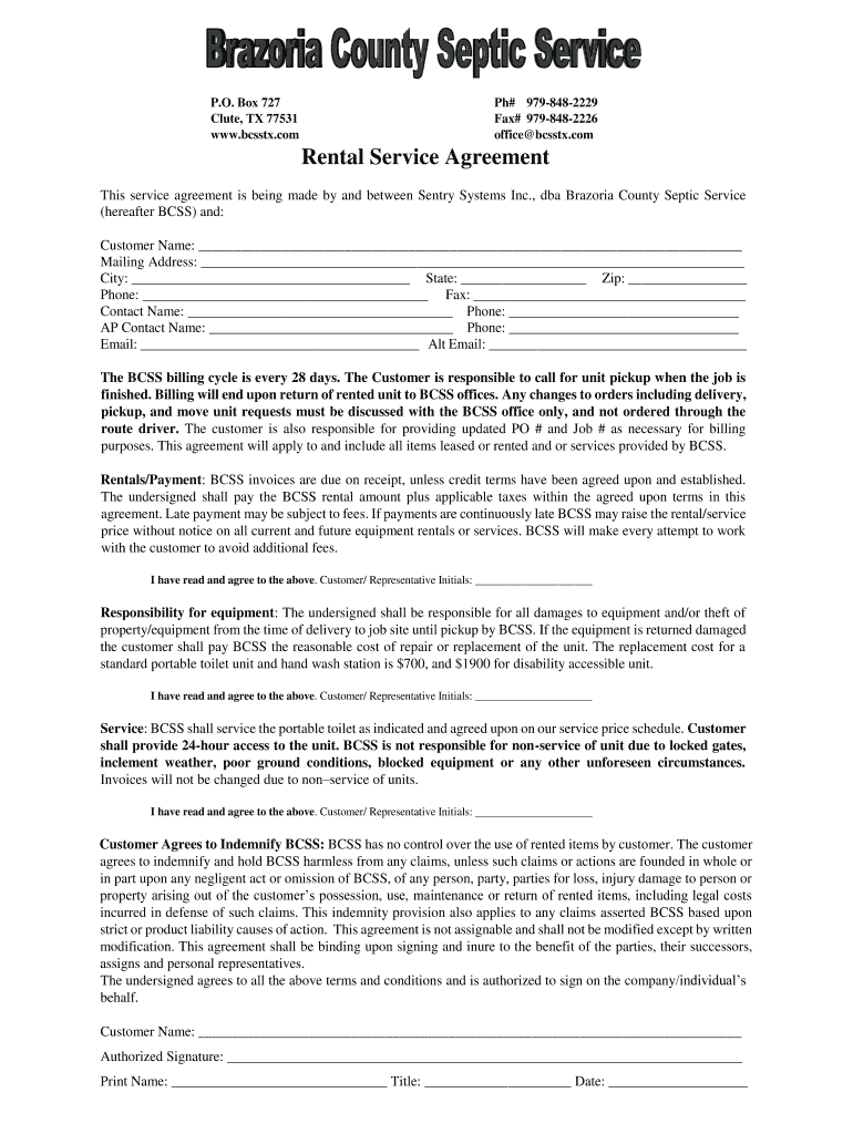 Fillable Online Commercial Customer Forms - Brazoria County Septic ...