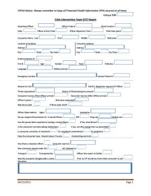 Fillable Online charlotte-nc-cit-report-form by CSG Justice Center ...