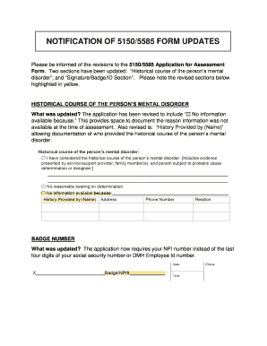 Fillable Online file lacounty NOTIFICATION OF 5150/5585 FORM UPDATES ...
