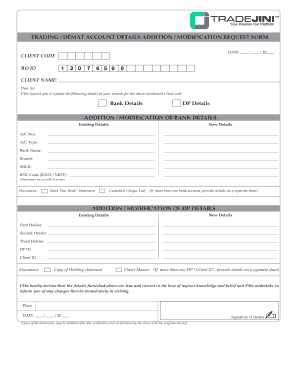 Fillable Online Account Details Addition/Modification/Deletion Request Form Fax Email Print ...