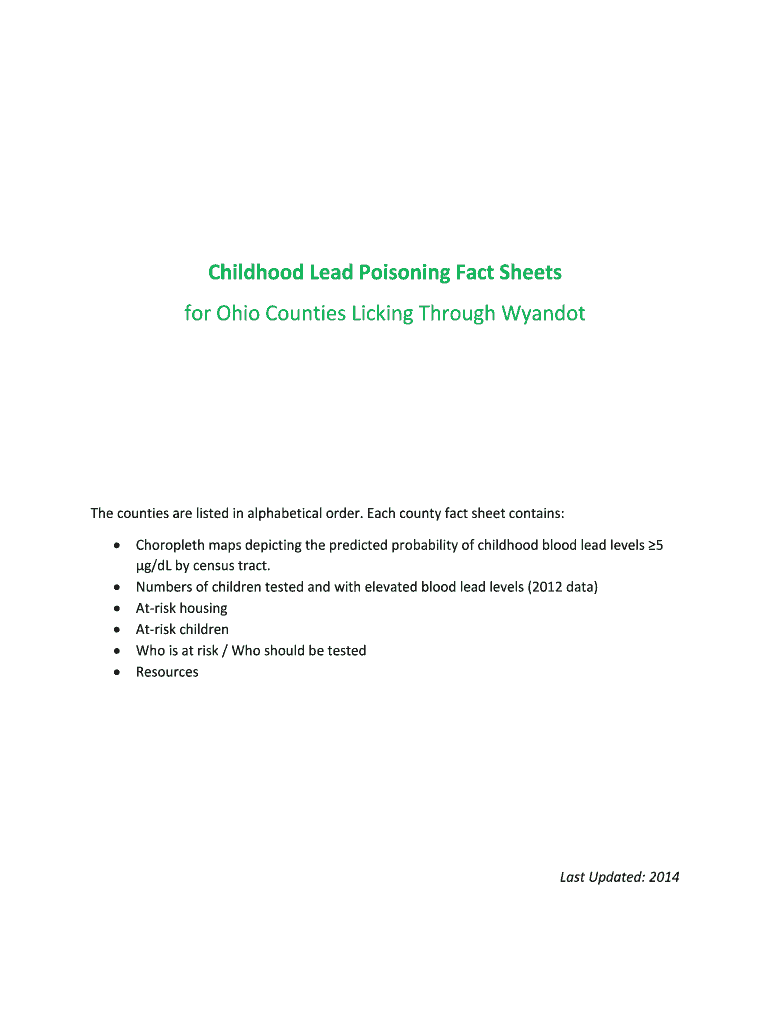 Fillable Online odh ohio Childhood Lead Poisoning Fact Sheets for Ohio ...