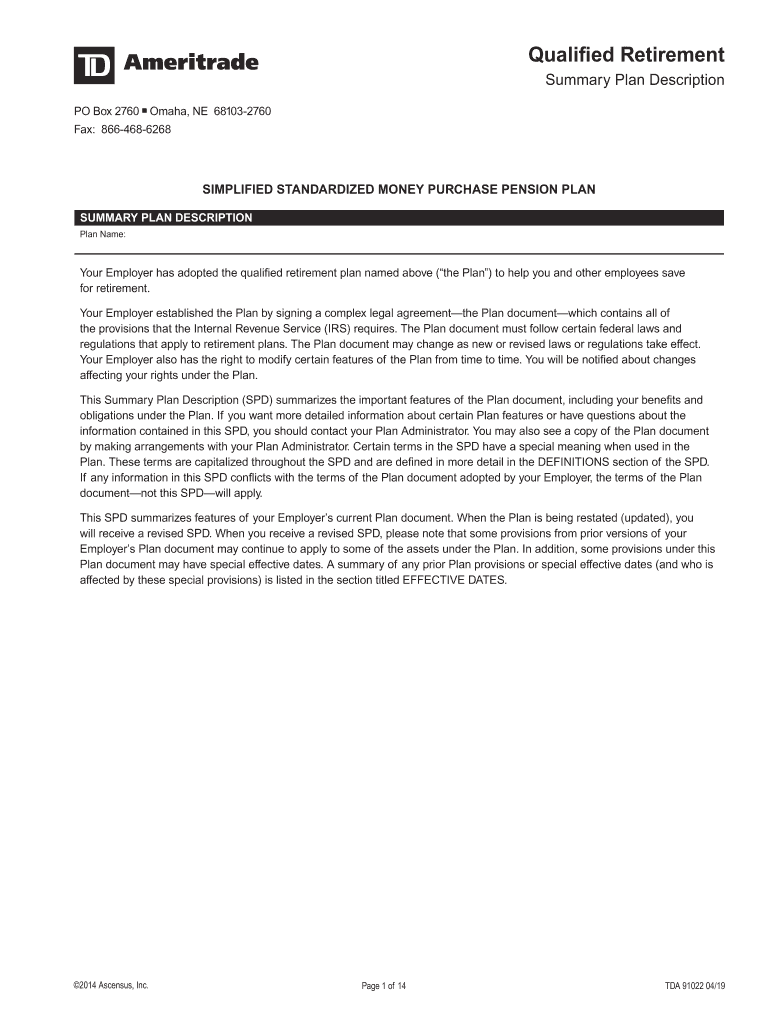 Fillable Online Qualified Retirement Plan Standardized Adoption ...