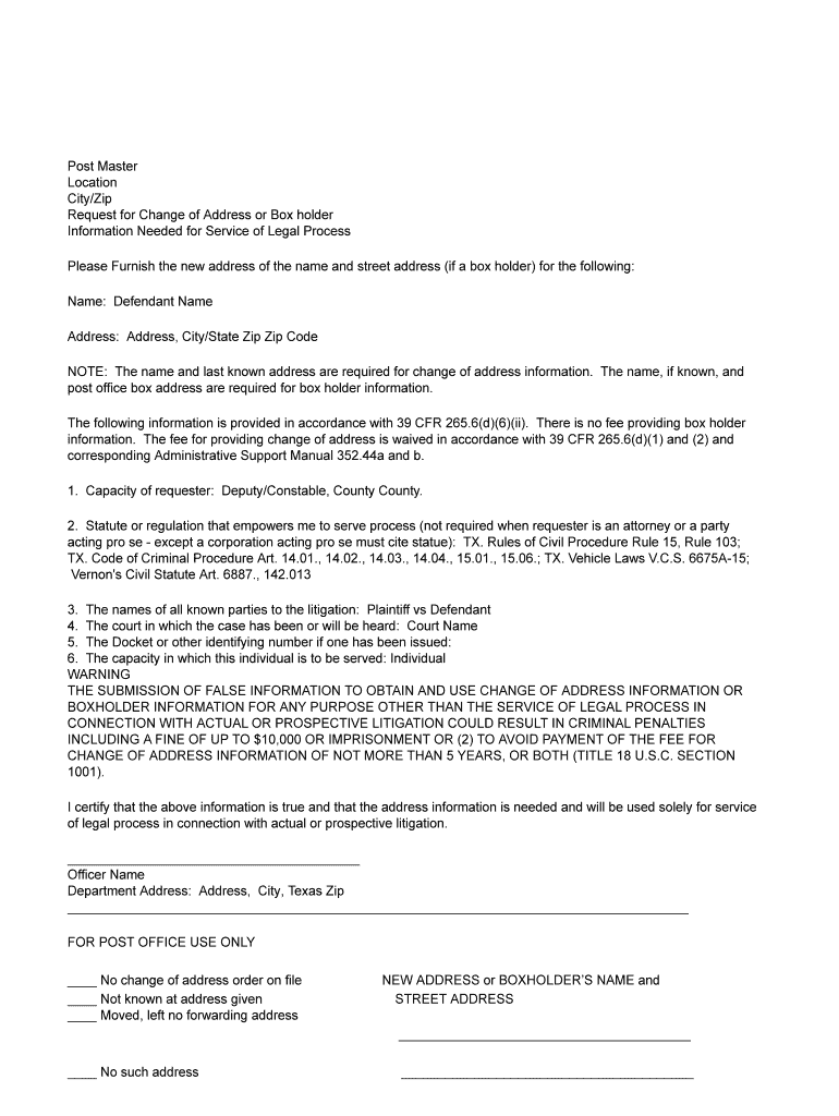 Request For Change Of Address Or Box Holder Information - Fill Online ...