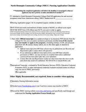Fillable Online North Hennepin Community College (NHCC) Nursing ...