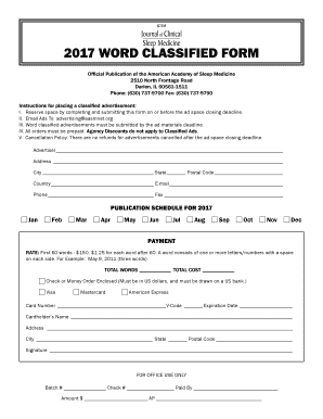 Fillable Online 2017 WORD CLASSIFIED FORM Fax Email Print - pdfFiller