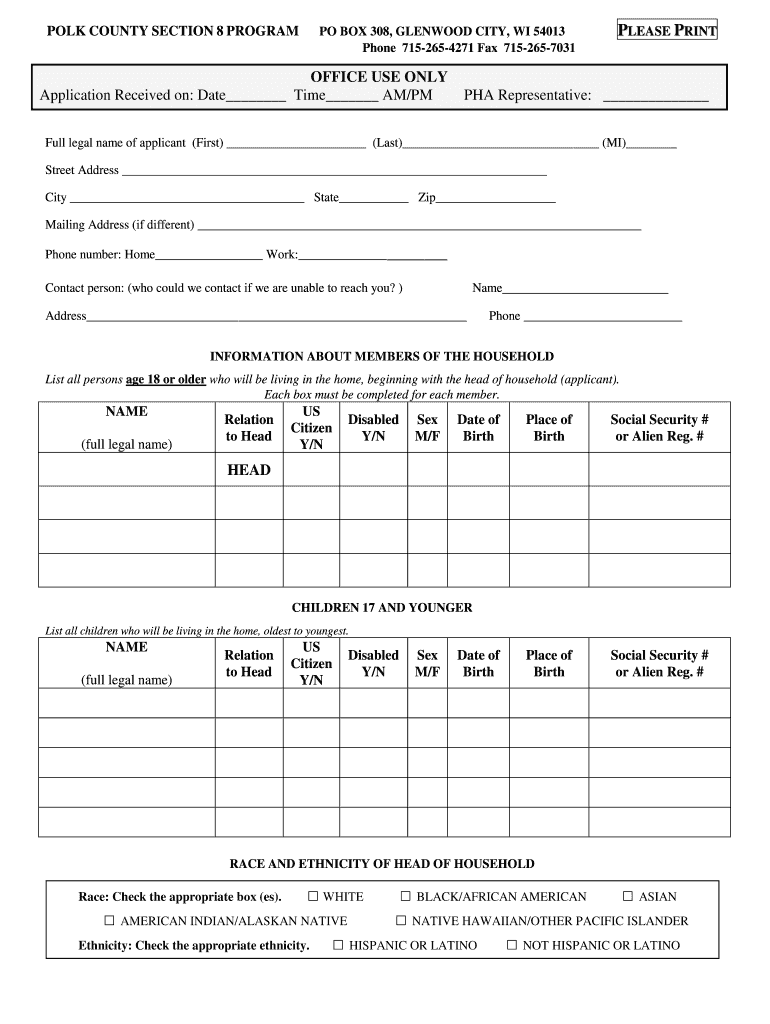 Fillable Online to print the Polk County Section 8 Application - WestCAP Fax Email Print - pdfFiller