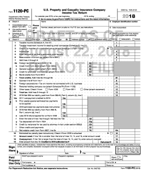 Fillable Online 2018 Form 1120-PC. U.S. Property and Casualty Insurance ...