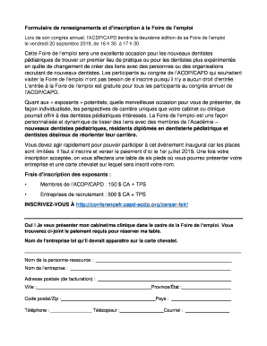Remplissable En Ligne Formulaire de renseignements et dinscription la ...