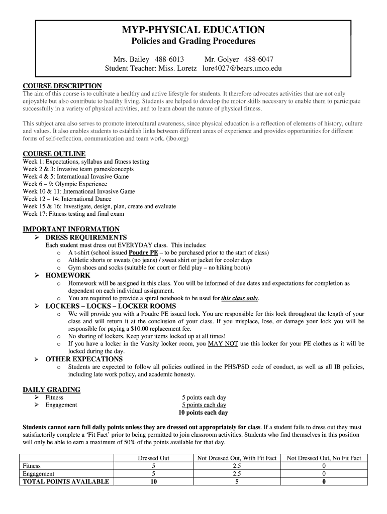 Fillable Online phs psdschools MYP-PHYSICAL EDUCATION Policies and ...