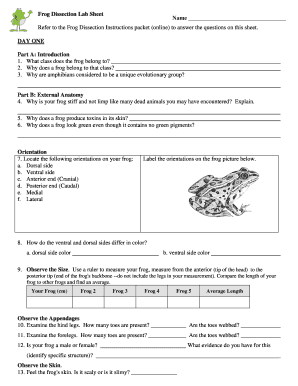 Fillable Online Frog Dissection Worksheet Fax Email Print - pdfFiller