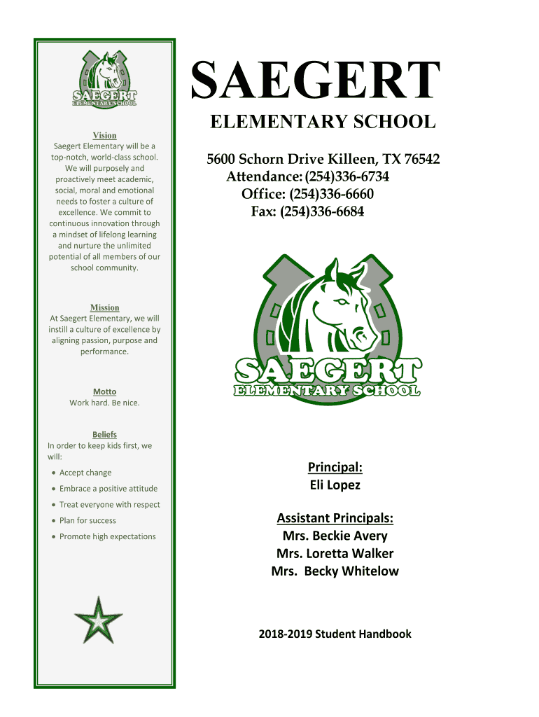 Fillable Online Saegert Elementary will be a Fax Email Print - pdfFiller