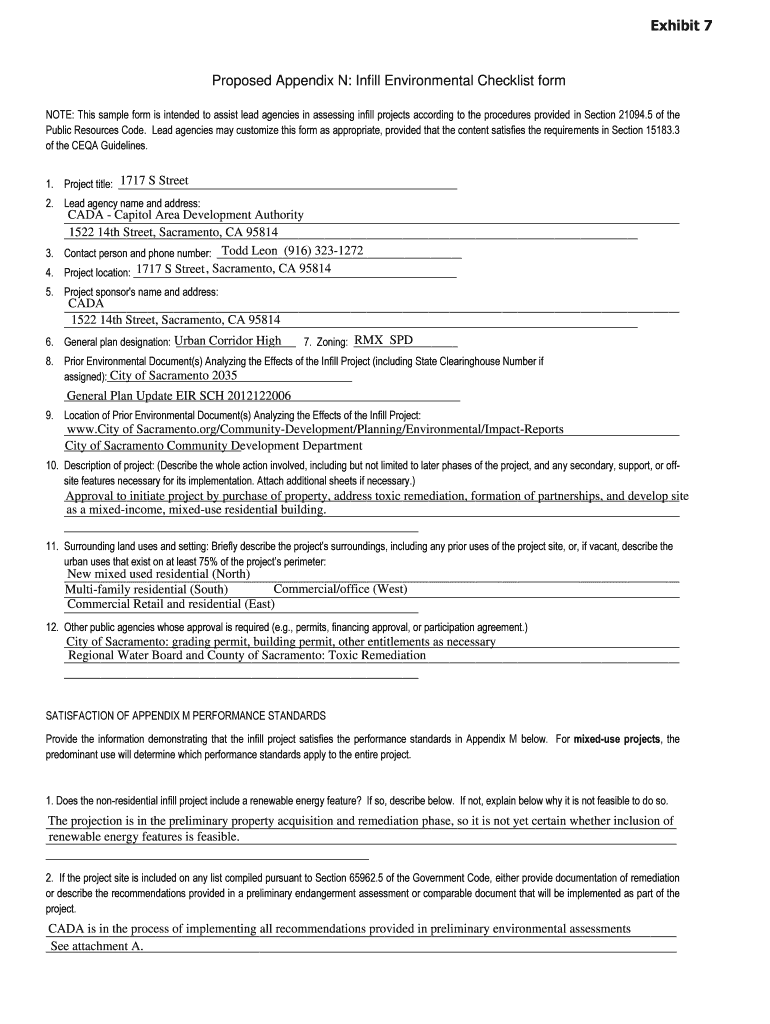 Fillable Online Proposed Appendix N: Infill Environmental Checklist ...