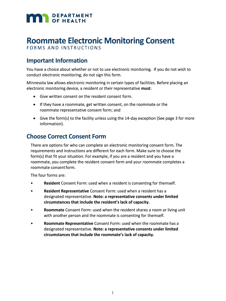 Fillable Online Roommate Electronic Monitoring Consent Forms and ...