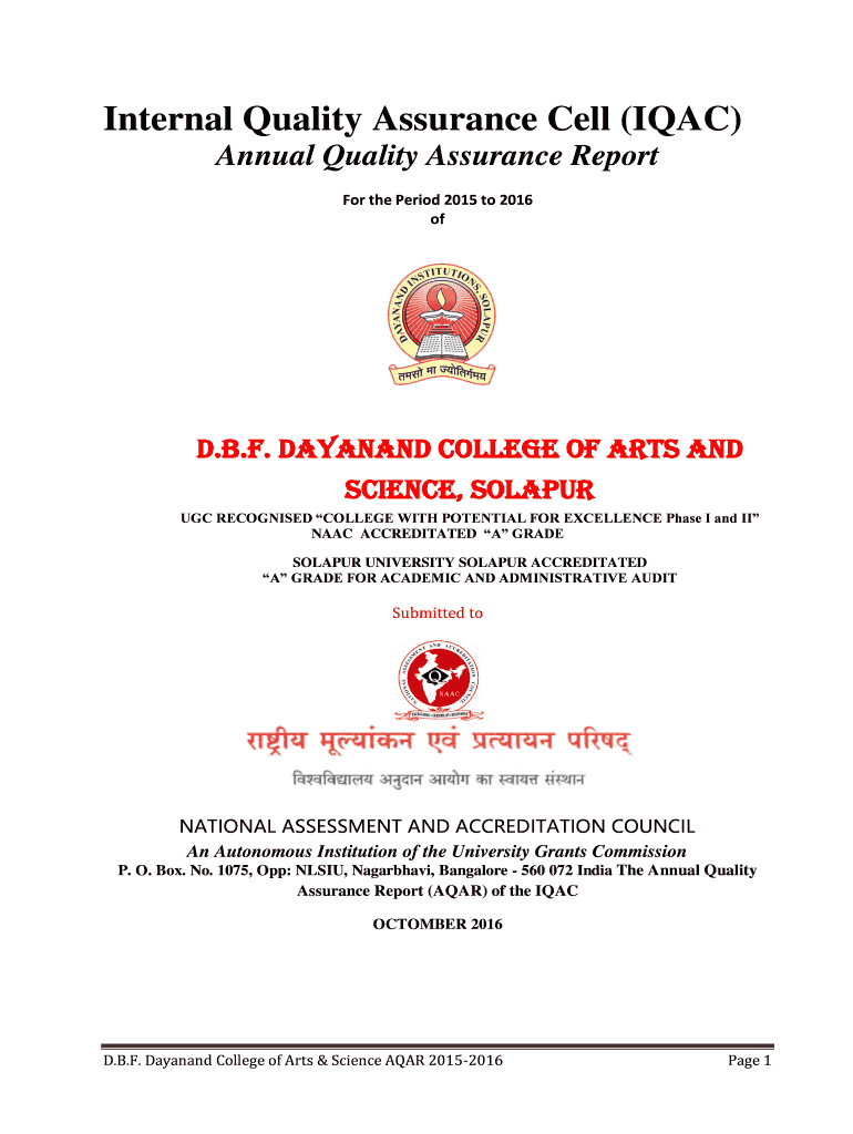 Fillable Online Internal Quality Assurance Cell (IQAC) - DBF Dayanand ... Fax Email Print ...