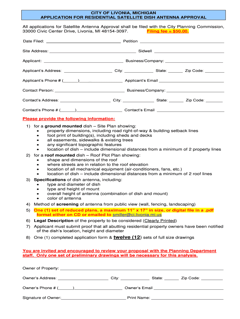 Fillable Online Satellite Dish Antenna Application - City Of Beverly Hills Fax Email Print ...