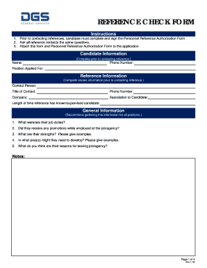 Fillable Online Reference Check Form. Reference Check Form Fax Email ...