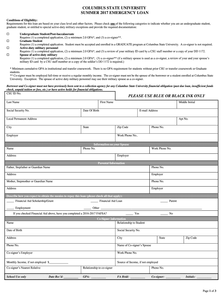 Fillable Online finaid columbusstate Untitled - Columbus State Community Fax Email Print - pdfFiller