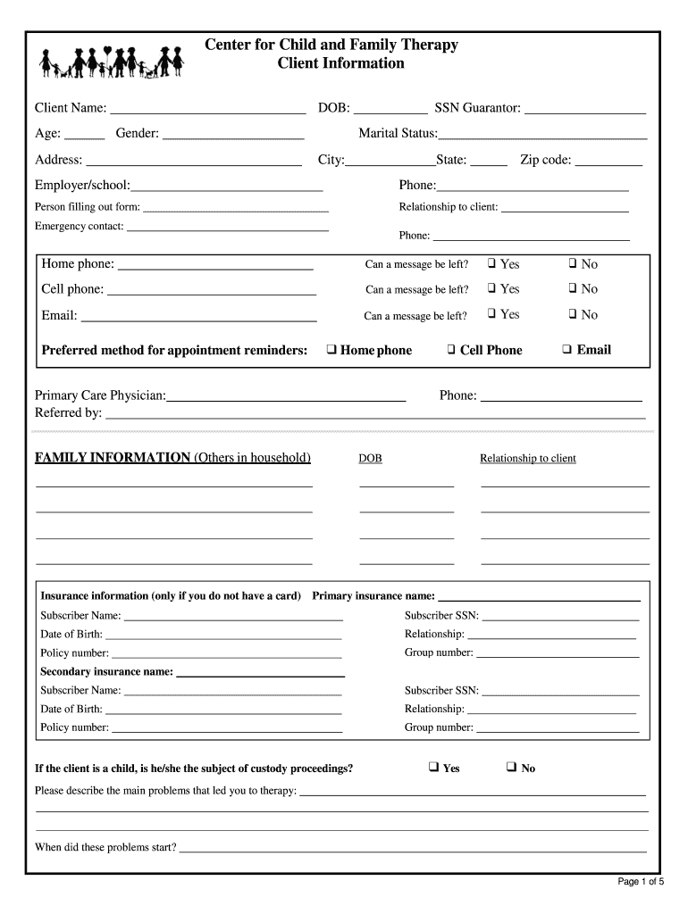 Fillable Online New Client Forms - Carolina Family Services Fax Email ...