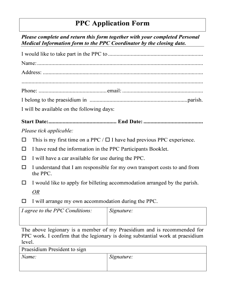 Ppc Application Form - Fill Online, Printable, Fillable, Blank | pdfFiller