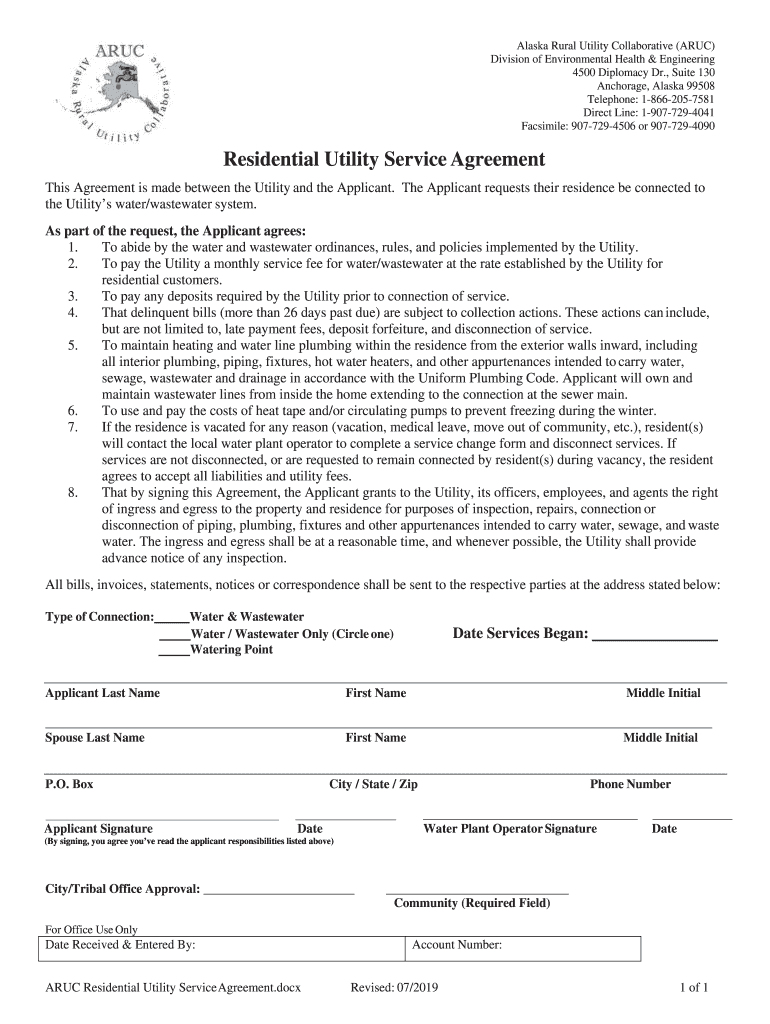 Fillable Online ARUC Commercial Service Agreement Form Fax Email Print ...