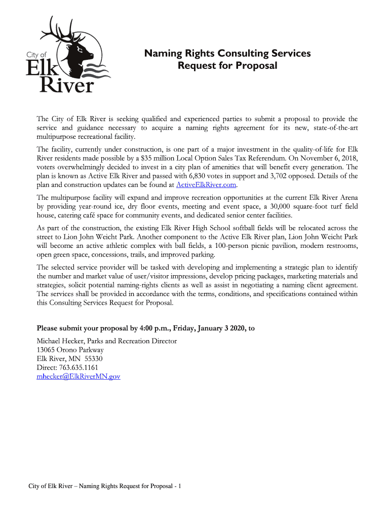 Fillable Online Naming Rights Consulting Services Request for Proposal ...