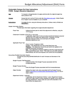 Fillable Online Budget Allocation/Adjustment (BAA) Form Fax Email Print ...