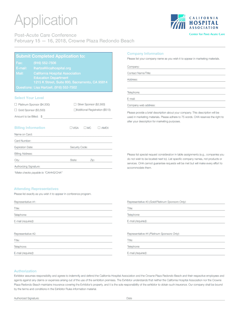 Fillable Online Post-Acute Care Conference - California Hospital ...