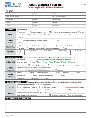 Fillable Online Modeling Agency Contract Template - Get Free Sample Fax ...