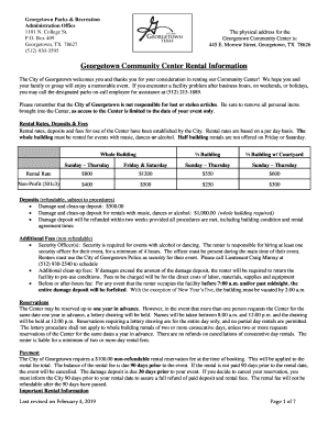 Fillable Online parks georgetown Georgetown Community Center Rental ...