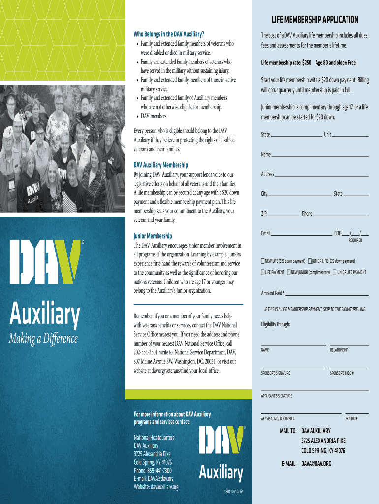Fillable Online auxiliary dav Disabled American Veterans Auxiliary Unit ...