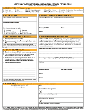 Fillable Online Letter of Instructions & Stock Power Form 2019 V3 Fax ...