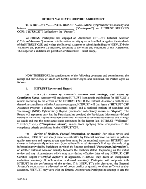 Fillable Online HITRUST VALIDATED REPORT AGREEMENT Fax Email Print ...